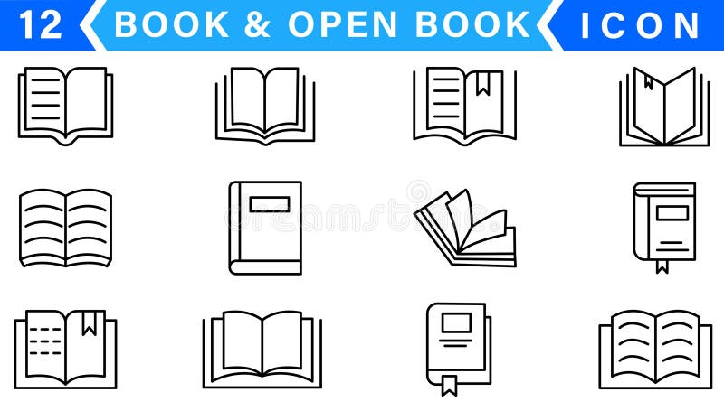 Books Icons - Vector Line. Editable Stroke Stock Vector - Illustration ...