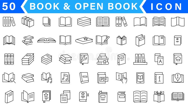 Books Icons - Vector Line. Editable Stroke Stock Vector - Illustration ...