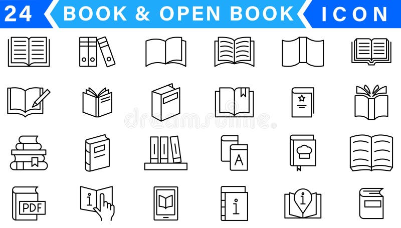 Books Icons - Vector Line. Editable Stroke Stock Vector - Illustration ...