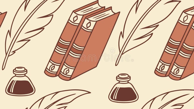 Books and Ink Bottle, Study Material and Vintage Education Vector ...