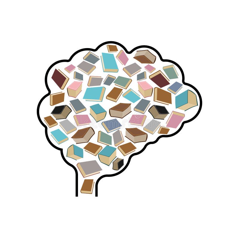 Books Inside Brain. Book in Brains Stock Illustration - Illustration of ...