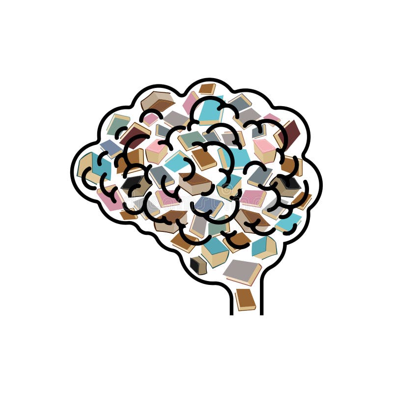 Books Inside Brain. Book in Brains Stock Illustration - Illustration of ...