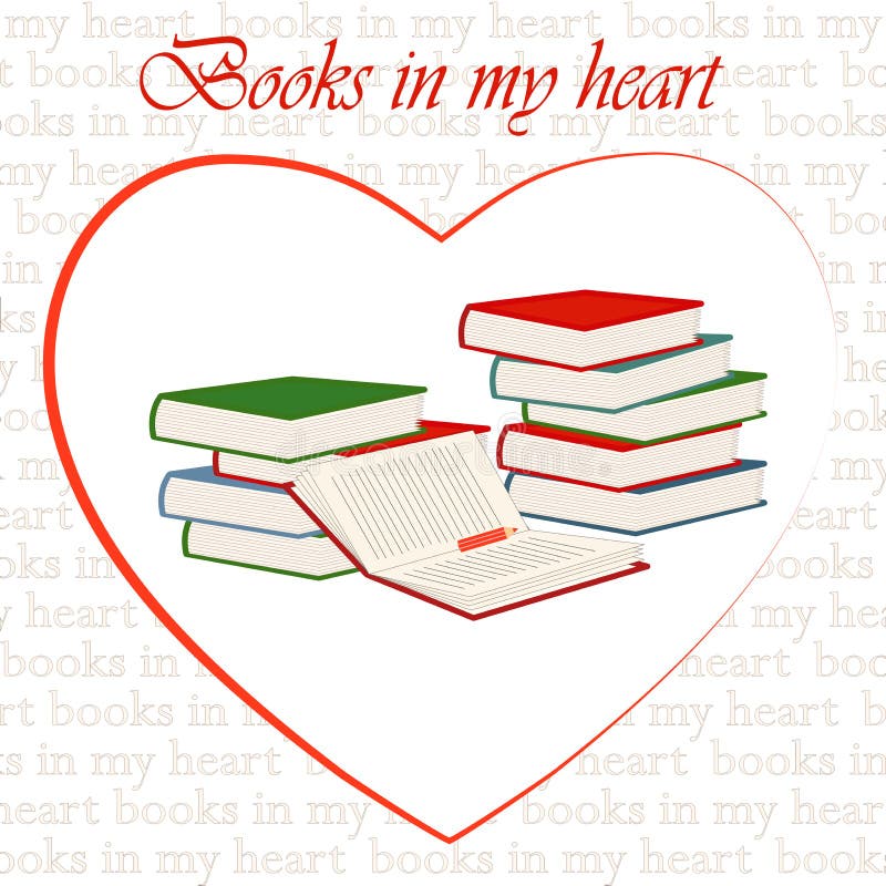 Books Inside Heart Shaped Frame on Text Background Stock Vector ...