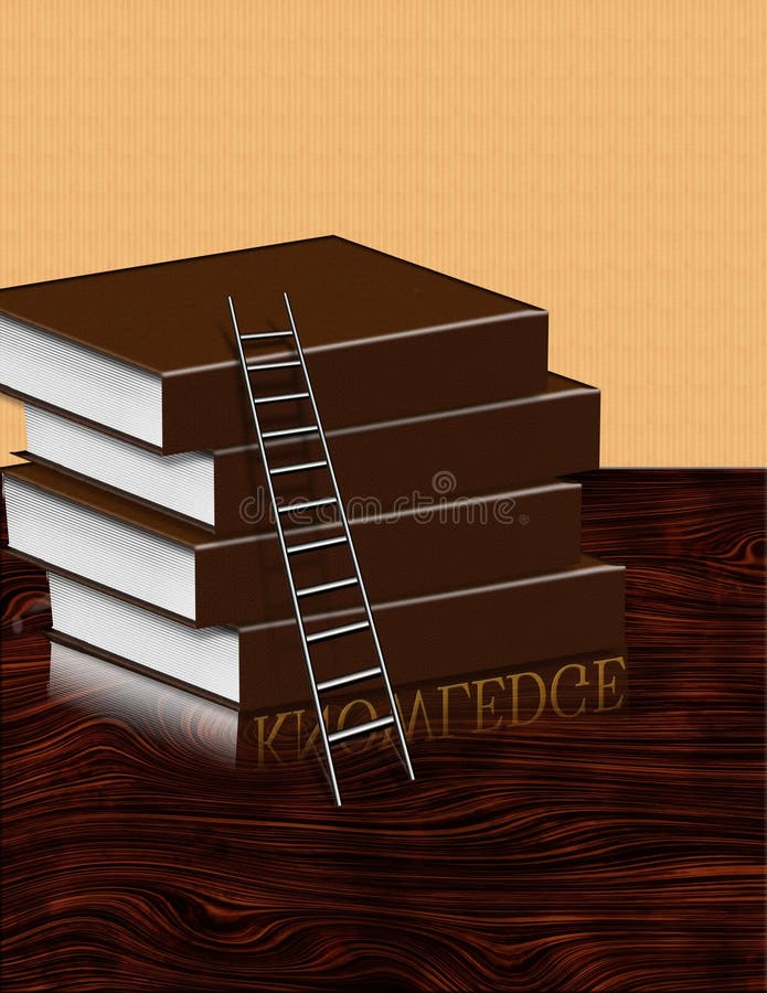 Books and ladder on desk stock illustration. Illustration of goal - 2798423