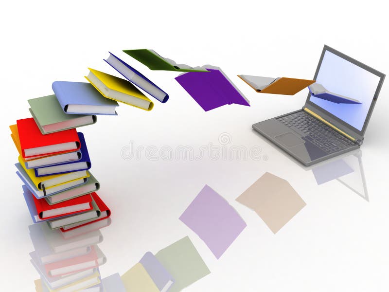 Books and laptop stock illustration. Illustration of computer - 18148463