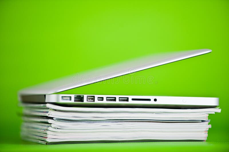 Laptop on Top Connected To Book Stack Stock Image - Image of learn ...