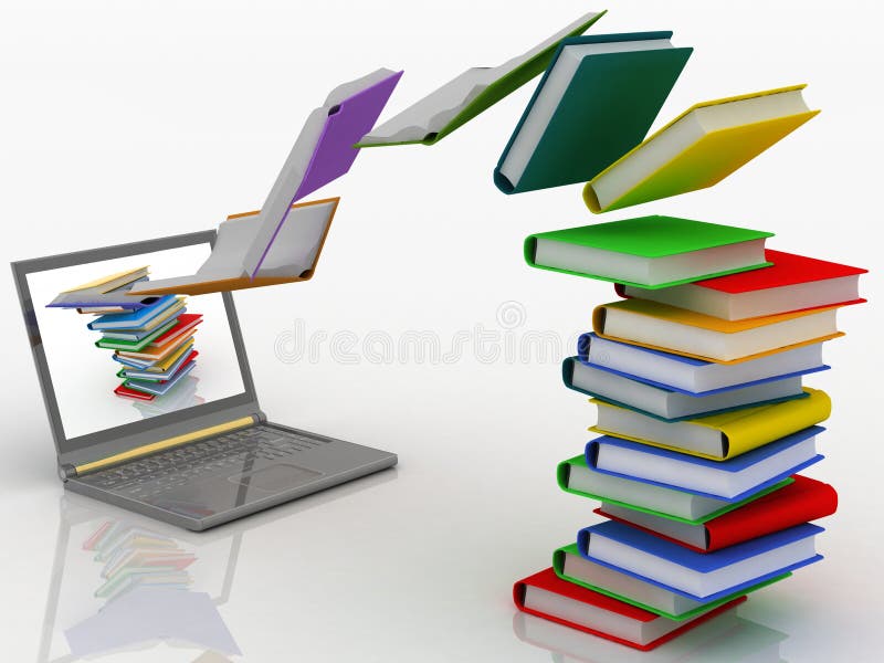 Books and laptop stock illustration. Illustration of exam - 22401693