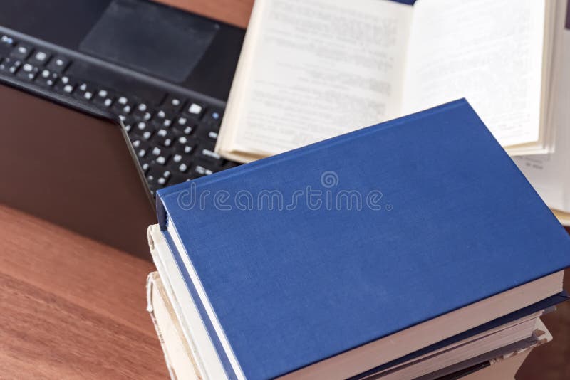 Books and Laptop on the Desktop Stock Image - Image of human, board ...