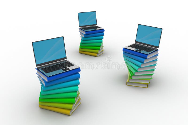 Digital Library and Online Education Concept - Laptop Computer with ...