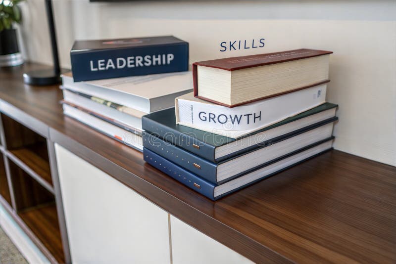 Books on Leadership, Skills, and Growth Stock Illustration ...