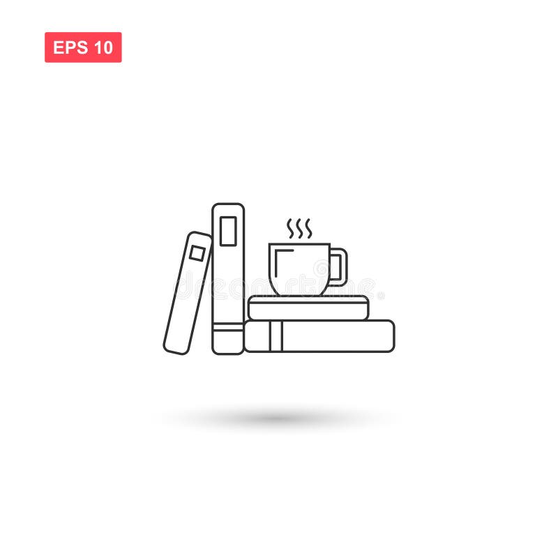 Books Library with Coffee or Tea Icon Vector Design Isolated Stock ...