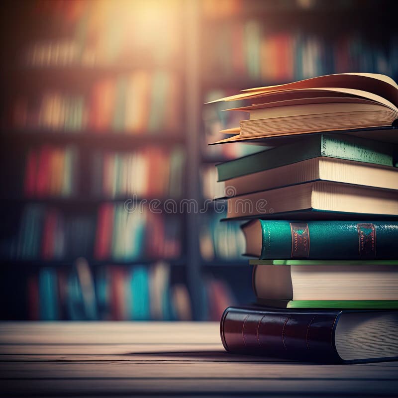 Books in the Library. Illustration AI Generative Stock Illustration ...