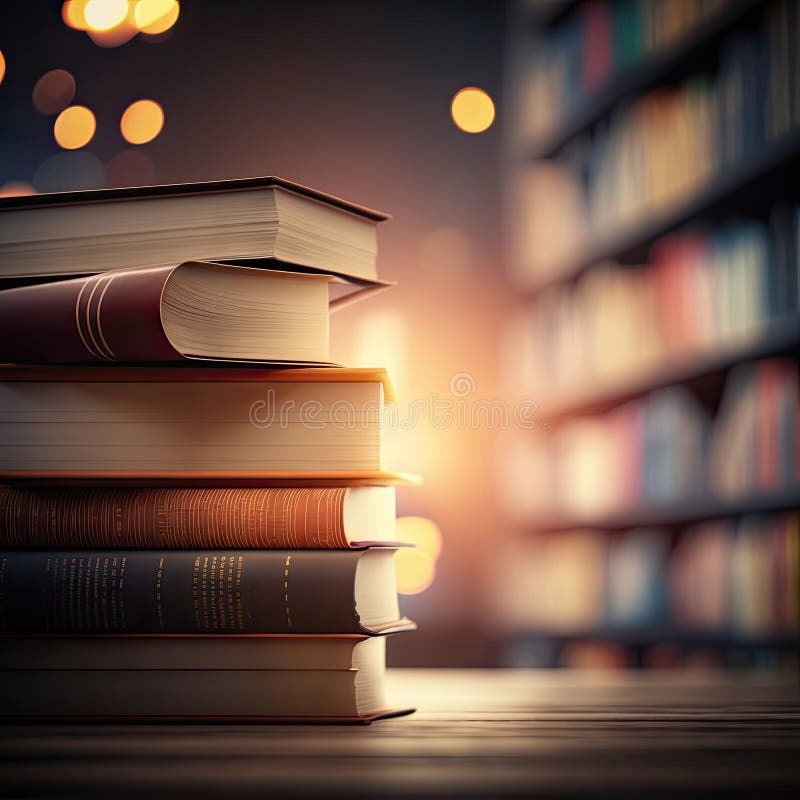 Books in the Library. Illustration Generative AI Stock Illustration ...