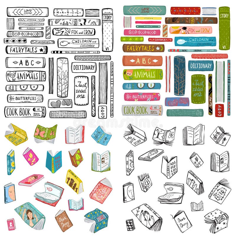 Books Library Reading Objects Collection Stock Vector - Illustration of ...