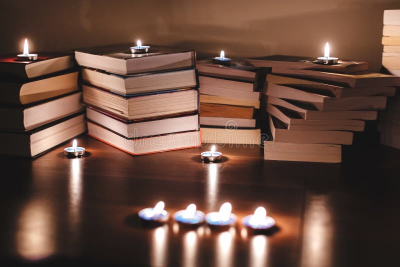 Books and candles. stock photo. Image of book, candles - 135263818