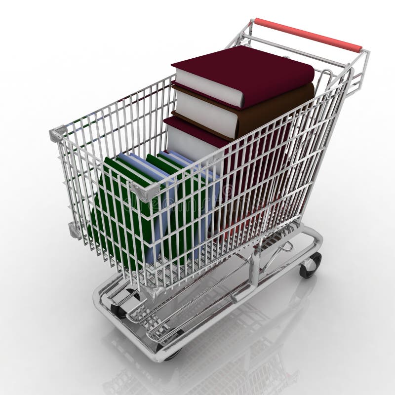 Shopping Trolley Cart Full of Books Concept Stock Vector - Illustration ...