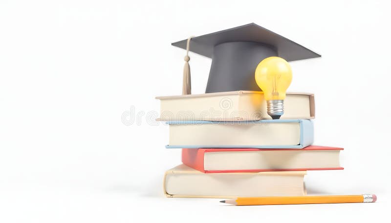 Books, Lightbulb, and a Graduation Cap Symbolize Education and Academic ...