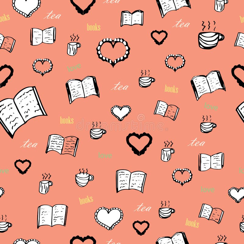 Books, love, tea stock vector. Illustration of graphic - 43232730