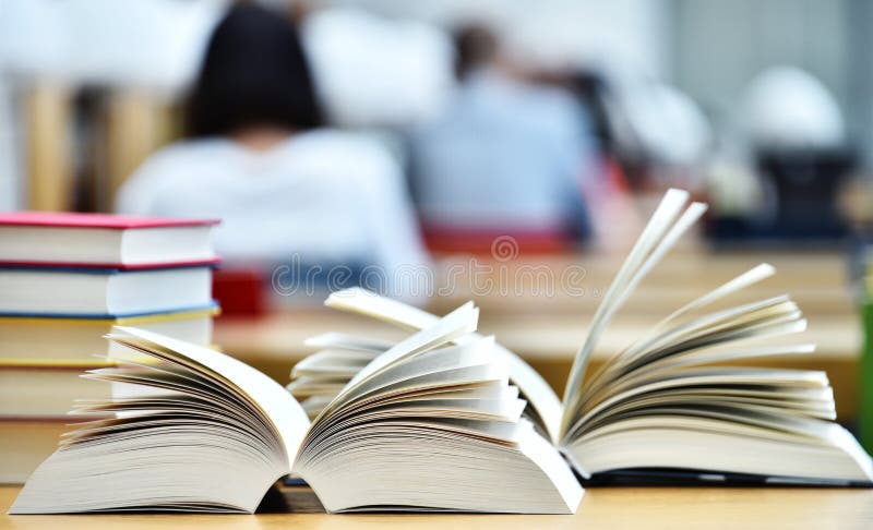 Books Lying on the Table in the Public Library Stock Photo - Image of ...