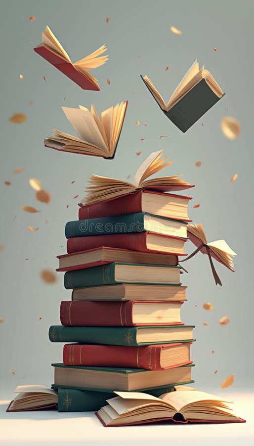 Books in Mid-air Creating a Magical Reading Scene Stock Photo - Image ...