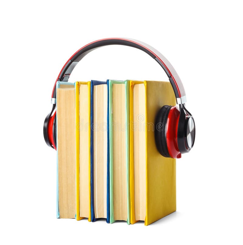Books with Modern Headphones Isolated Stock Photo - Image of concept ...
