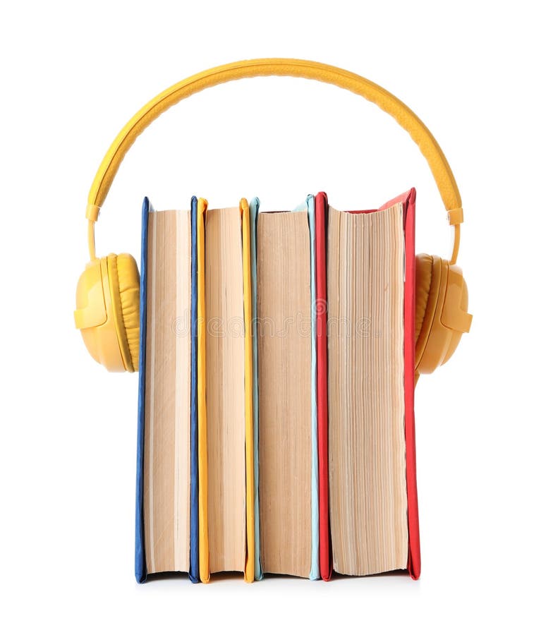 Books with Modern Headphones Isolated Stock Image - Image of stereo ...