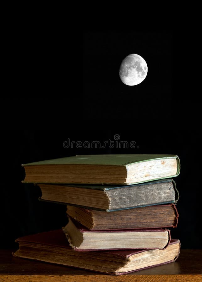 Books and Moon stock image. Image of education, reading - 10821077