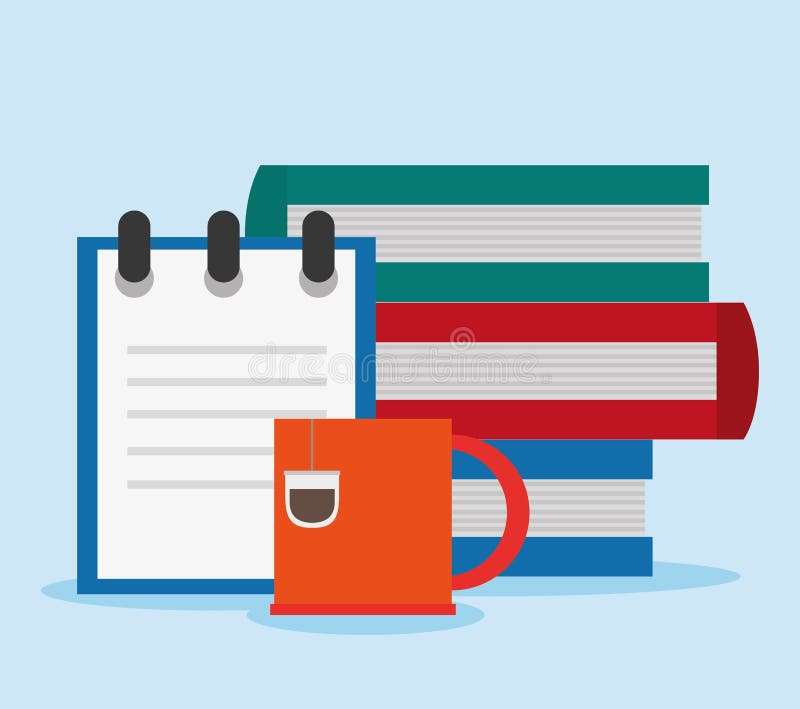 Books and Mug of Office and Work Design Stock Vector - Illustration of ...