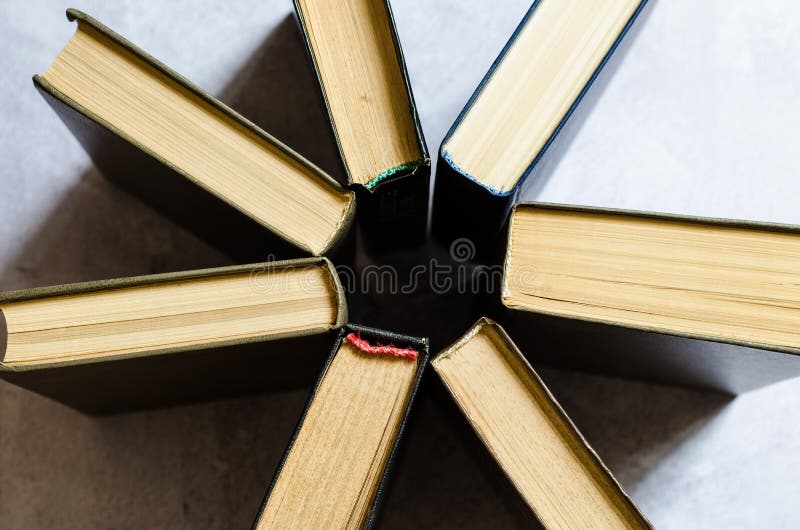 Books with Multi-colored Covers are Stacked in a Circle Top View Stock ...