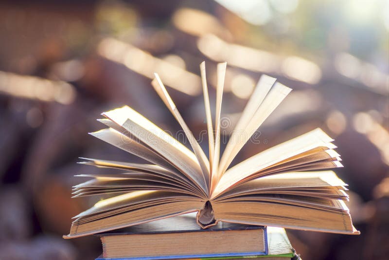 Books on Natural Background. Stock Image - Image of artistic, note ...