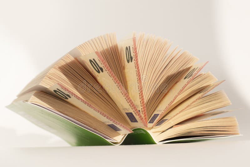 Books with Nested Euro Banknotes, Isolated on White Stock Image - Image ...