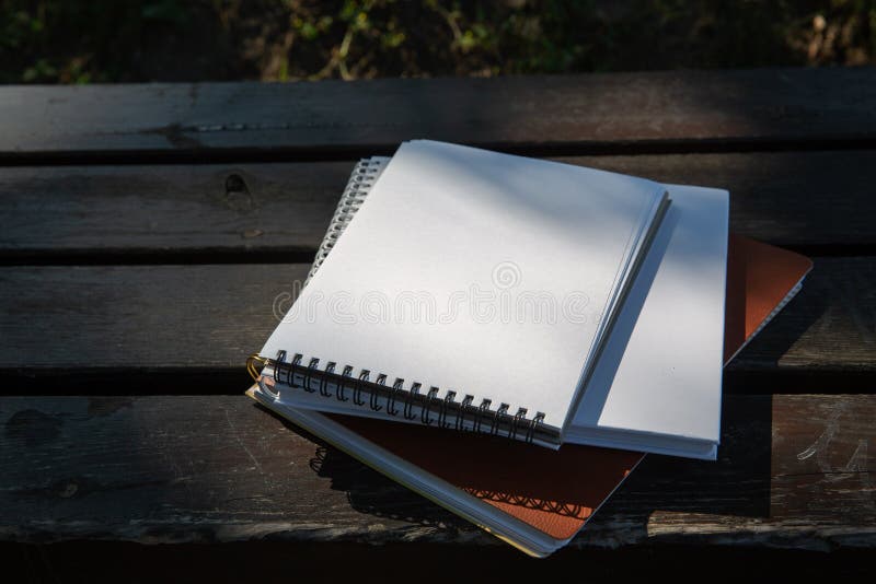 Books and Notebooks on a Park Bench on a Sunny Day Stock Photo - Image ...