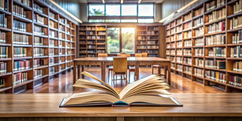 Books on Open Table in Library Academic Education Learning Concept AI ...
