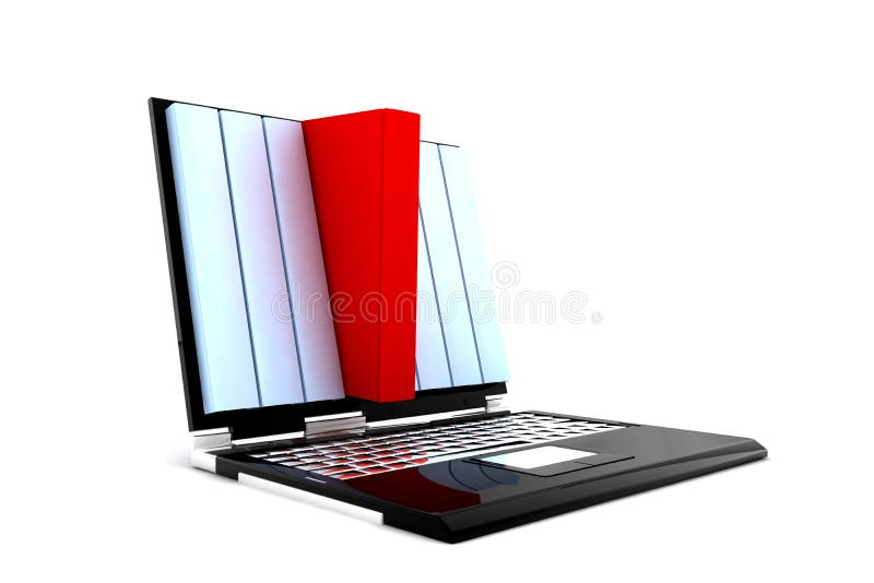 Books in a pc stock illustration. Illustration of college - 23087319