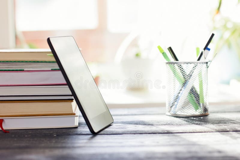 Books and Pc Tablet on the Table. Study and Prepare for Exam Stock ...