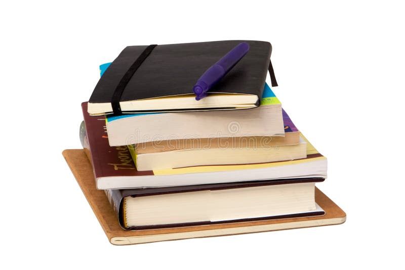 Books and a Pen Isolated on White Stock Image - Image of science ...