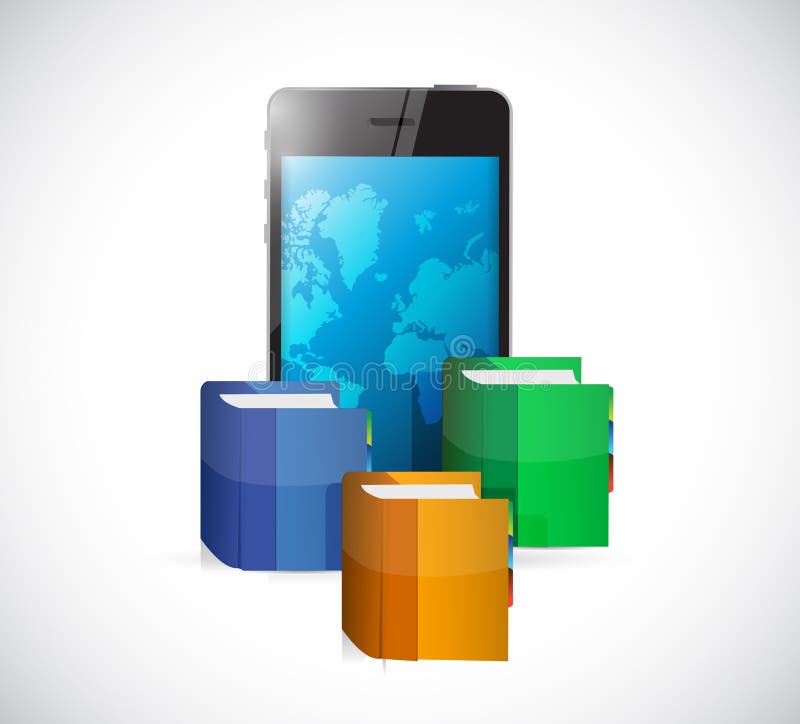 Books and Phone Education Concept. Illustration Stock Illustration ...