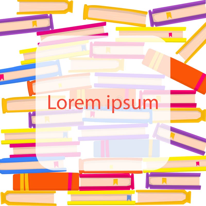 Books Pile with Rectangle Text Form. Vector Illustration Stock Vector ...