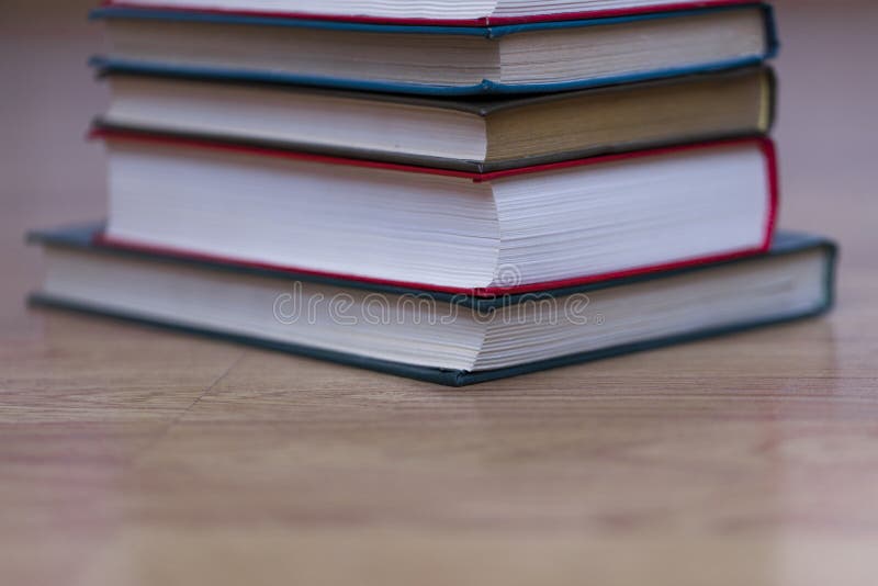 Books Piled Up on the Library Table. Stock Photo - Image of textbook ...