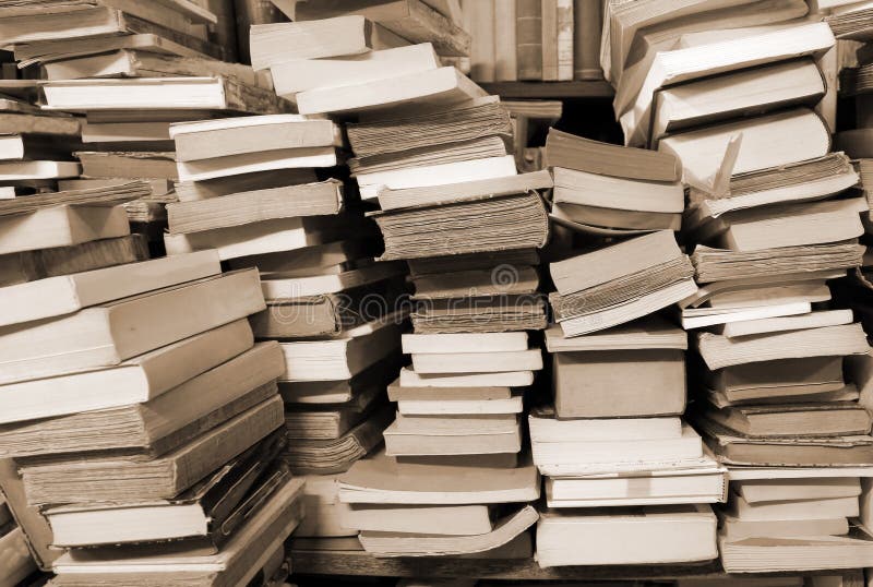 Books Piled Up for Sale in the Great Library Stock Image - Image of ...