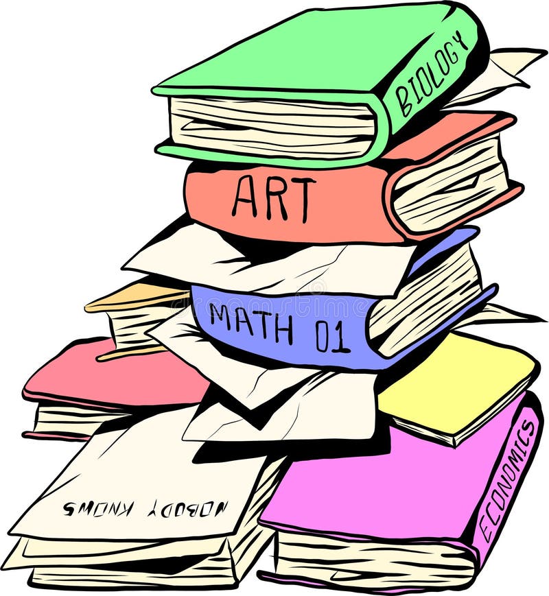 Books Piled with Various Colors Stock Illustration - Illustration of ...