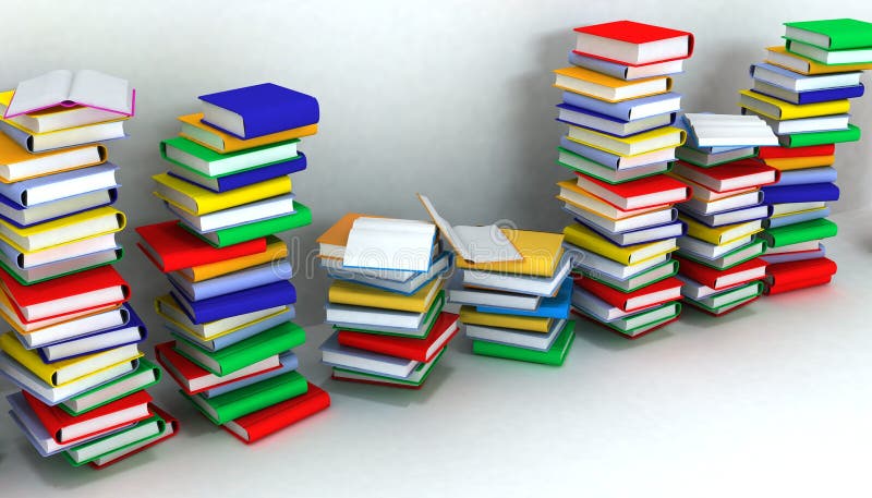Books piles and wall stock illustration. Illustration of pile - 30690081