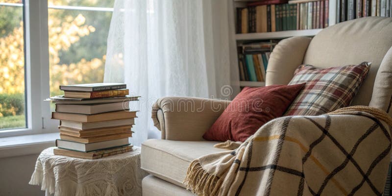 Books and Pillows at the Reading Corner Stock Illustration ...