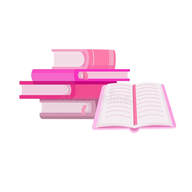 Set Books Pink. Open Book . Vector Illustration Design Stock Vector ...
