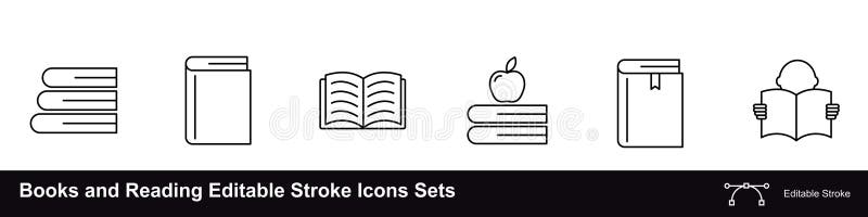 Books and Reading Editable Stroke Icons Sets Stock Vector ...