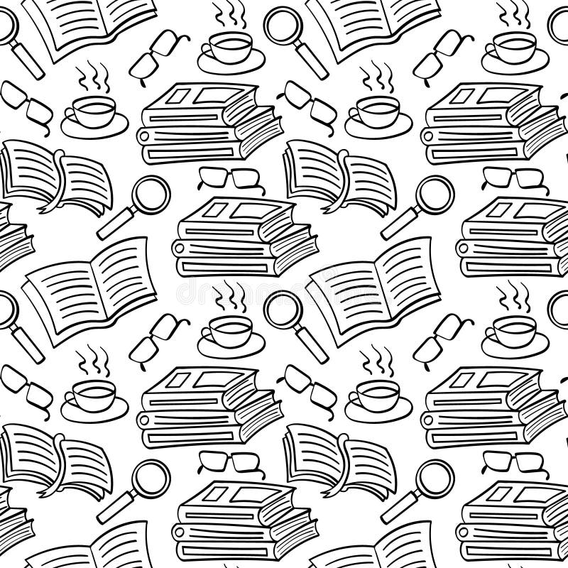 Vector Seamless Pattern of Book Set. Stock Vector - Illustration of ...