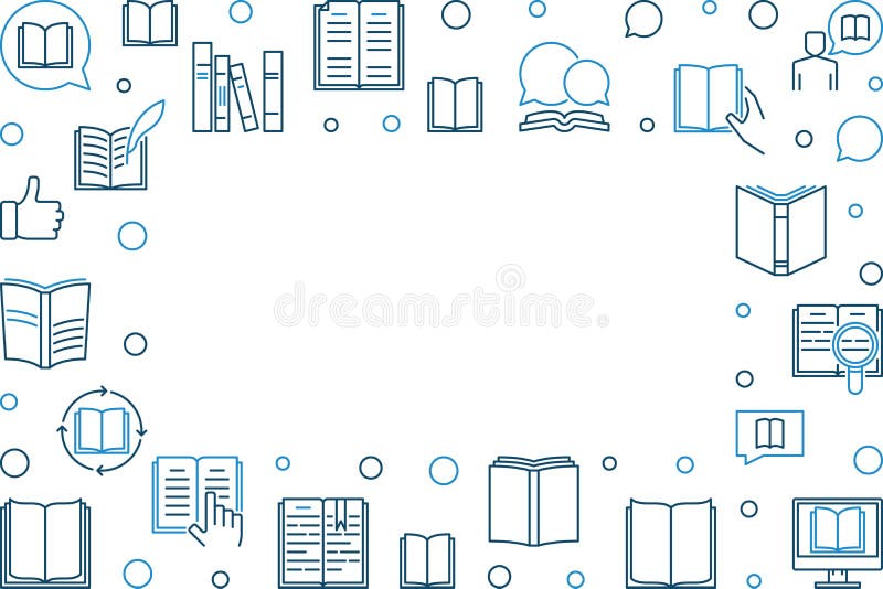 Books and Reading Vector Outline Concept Frame Stock Vector ...