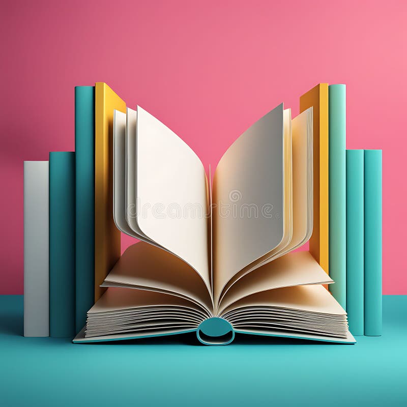 Books Resting on Table, 3D Rendered Illustration, Isolated on Solid ...