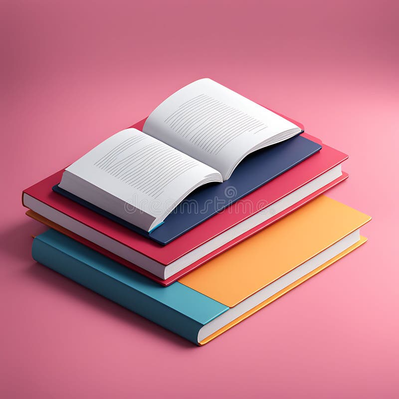 Books Resting on Table, 3D Rendered Illustration, Isolated on Solid ...