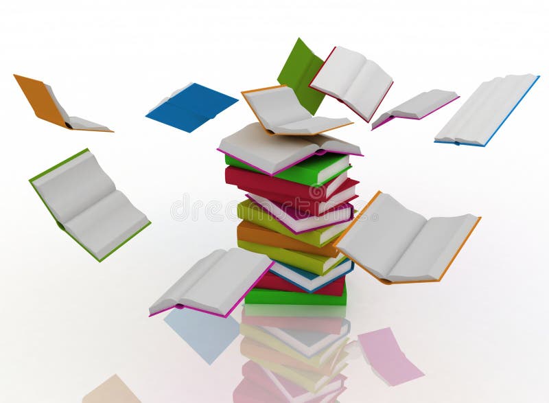 Books Revolve Around a Stack of Books Stock Illustration - Illustration ...